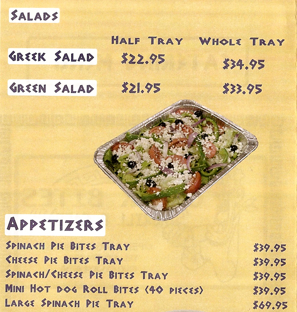 Greek Bites Catering Menu